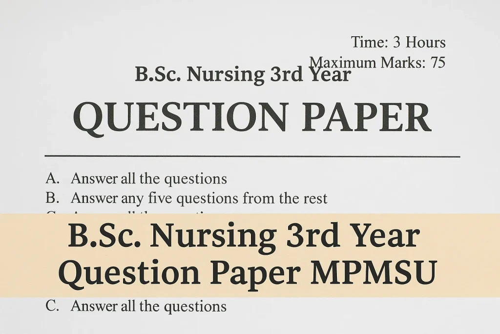 BSc Nursing 3rd Year Question Paper MPMSU: Download PDF & Exam Pattern ...
